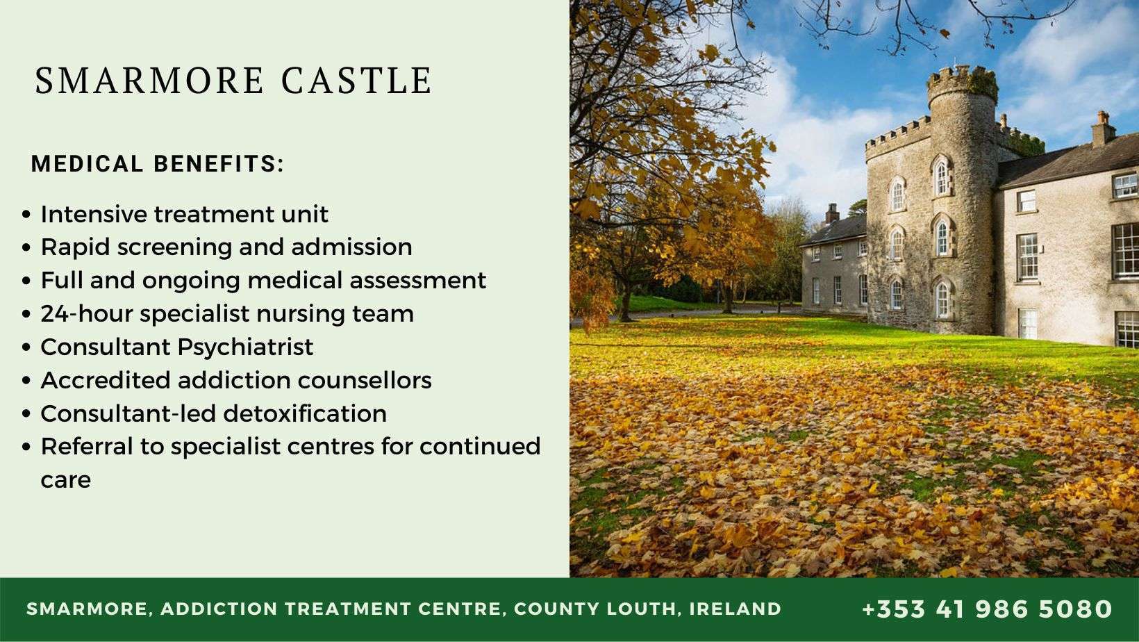 Alcohol and Drug Rehab Serving Derry - Smarmore Castle